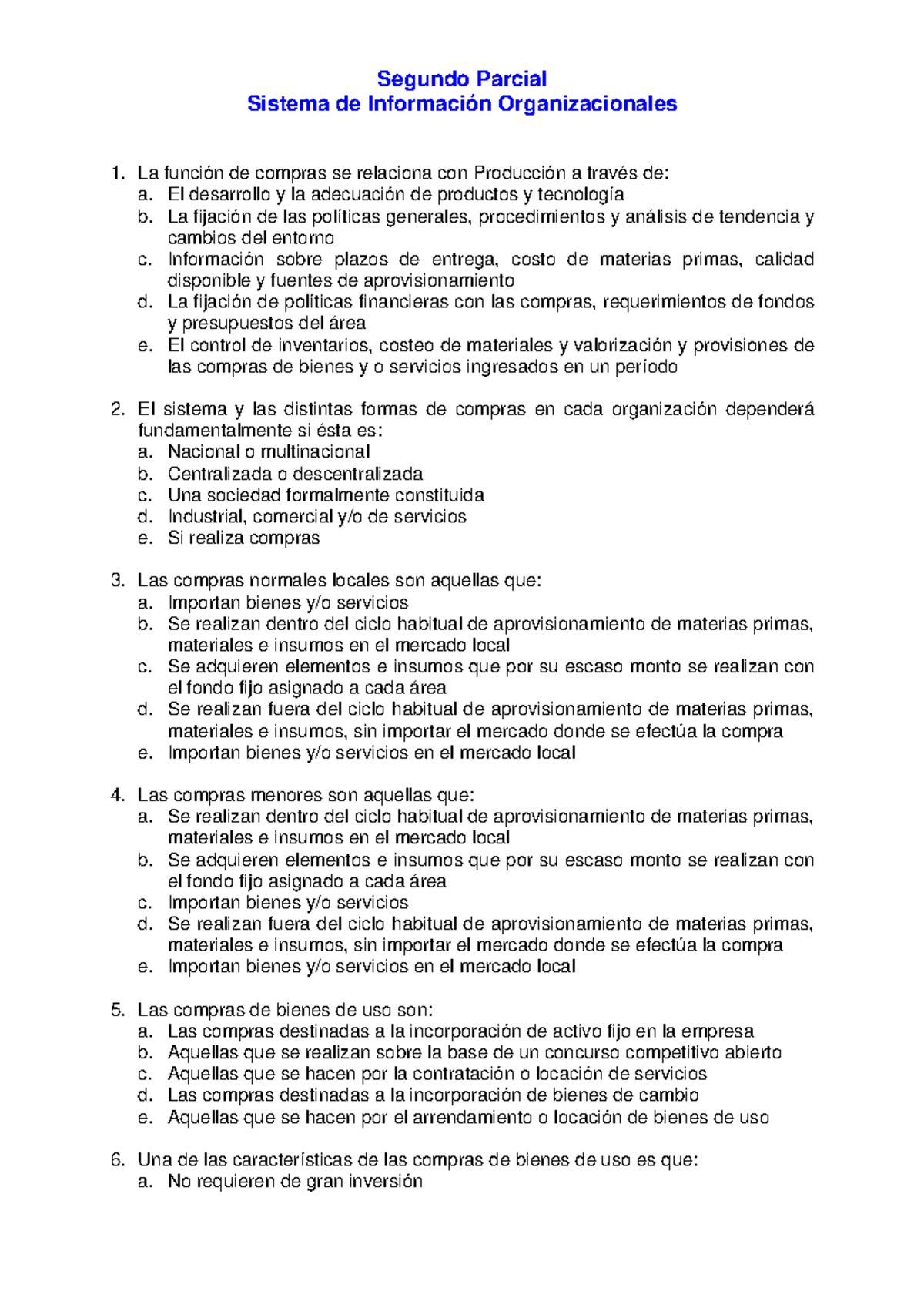 Sistemas DE Informacion Organizacionales - Segundo Parcial - Segundo Parcial Sistema de ...