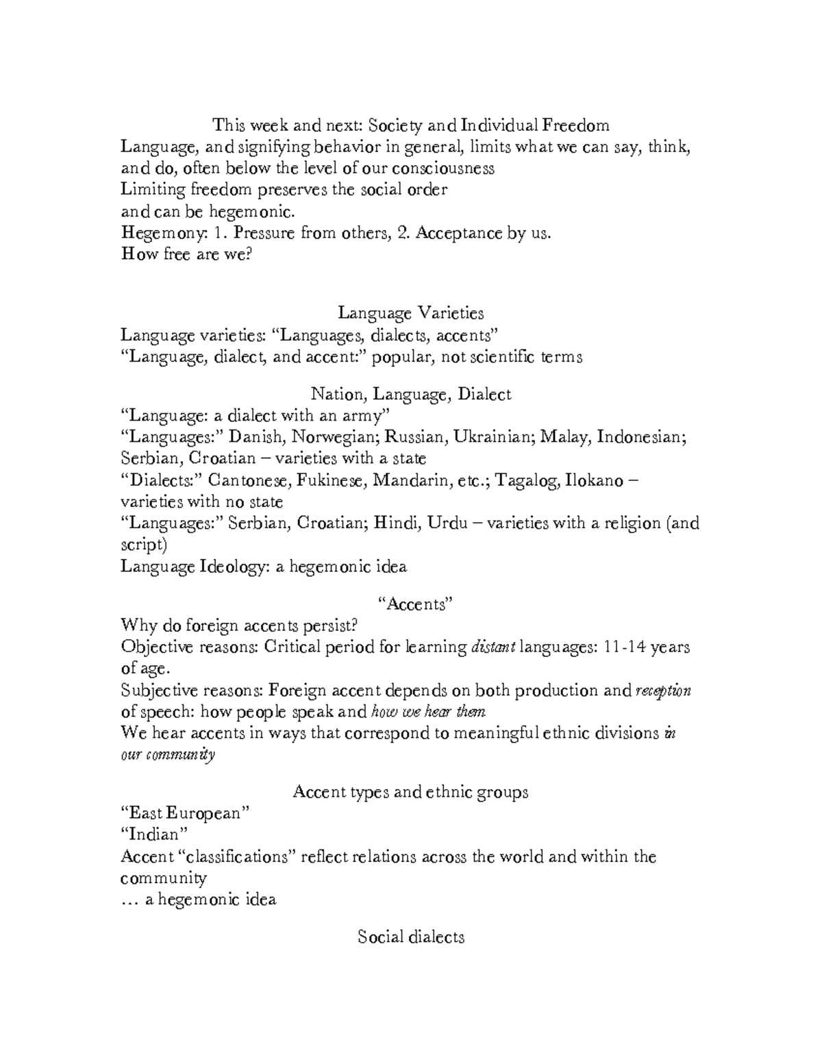 LanguageCulture - This week and next: Society and Individual Freedom ...