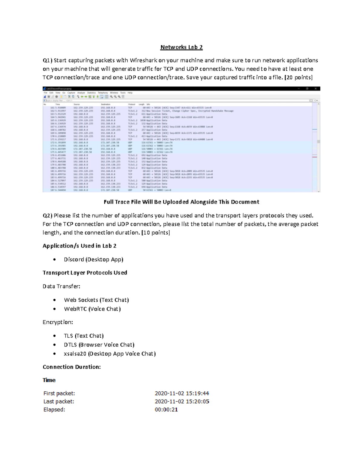 Networks Lab 2 Lab Material Networks Lab 2 Q1 Start Capturing Packets With Wireshark On
