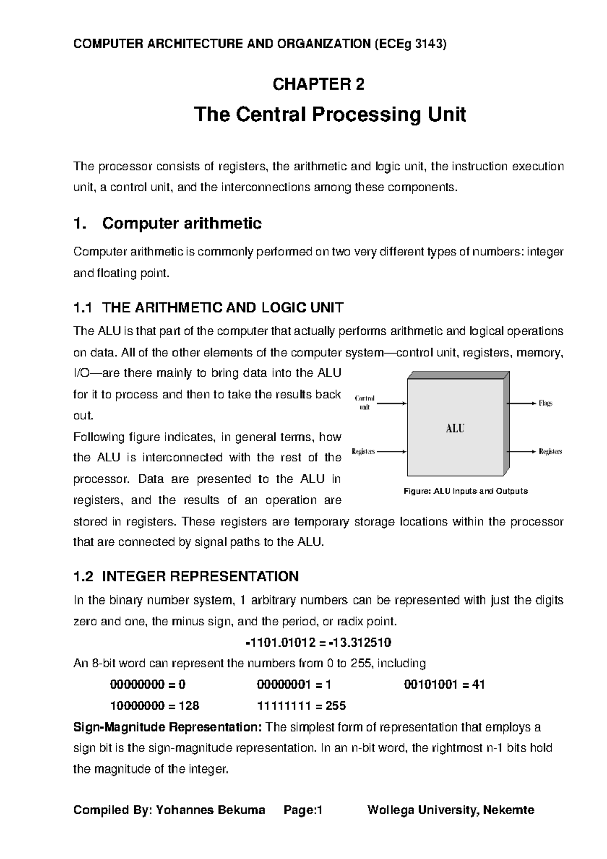 COA Chapter 2 - ada - CHAPTER 2 The Central Processing Unit The processor consists of registers ...