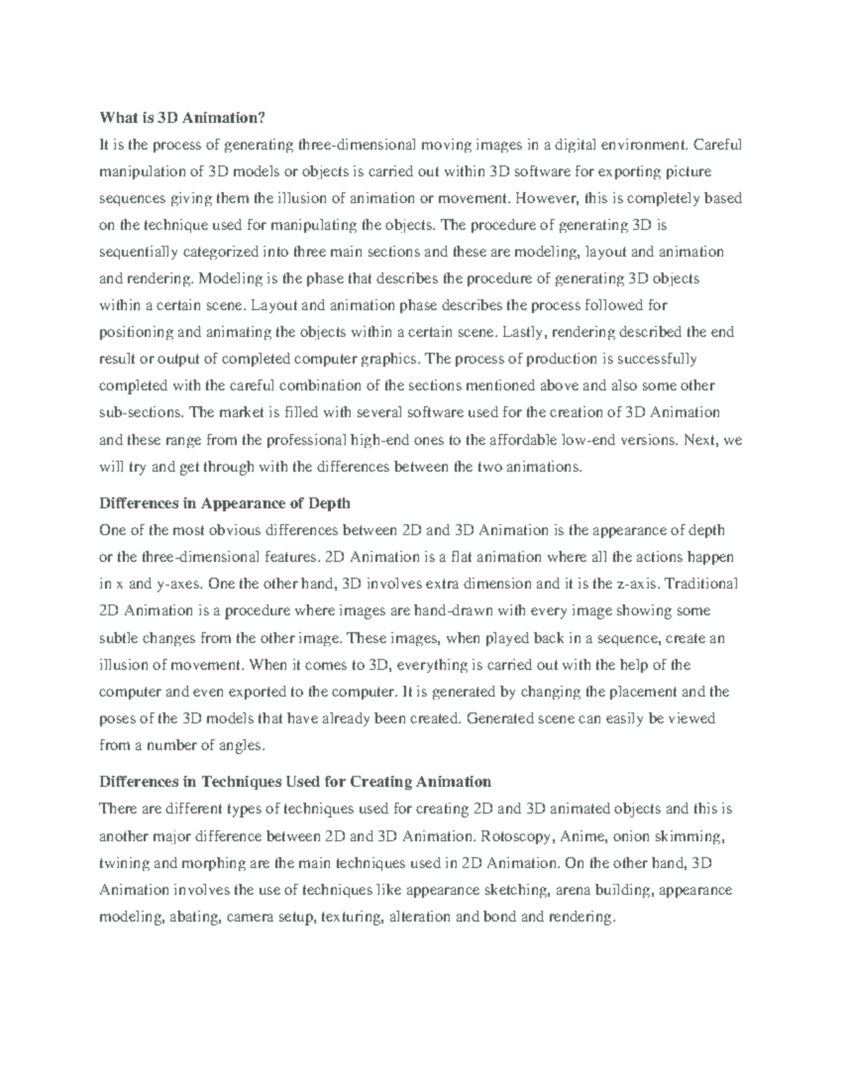 3D notes - Lecture note’s - What is 3D Animation? It is the process of ...