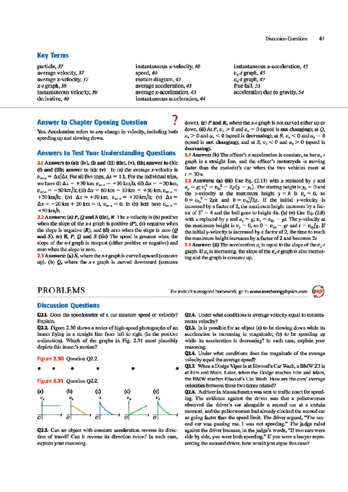 Chapter 2 - Exercises and Problems - Physics I (Advanced Program) - Studocu