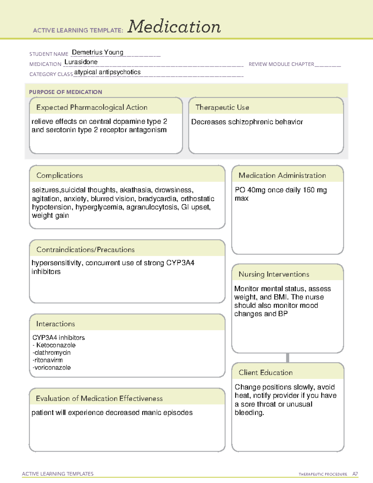 ATI Medication Sheet (Template)-2 - ACTIVE LEARNING TEMPLATES ...