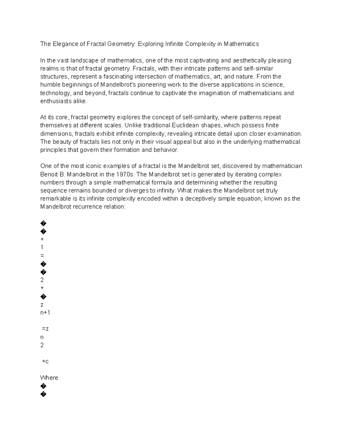 The Elegance of Fractal Geometry Exploring Infinite Complexity in ...