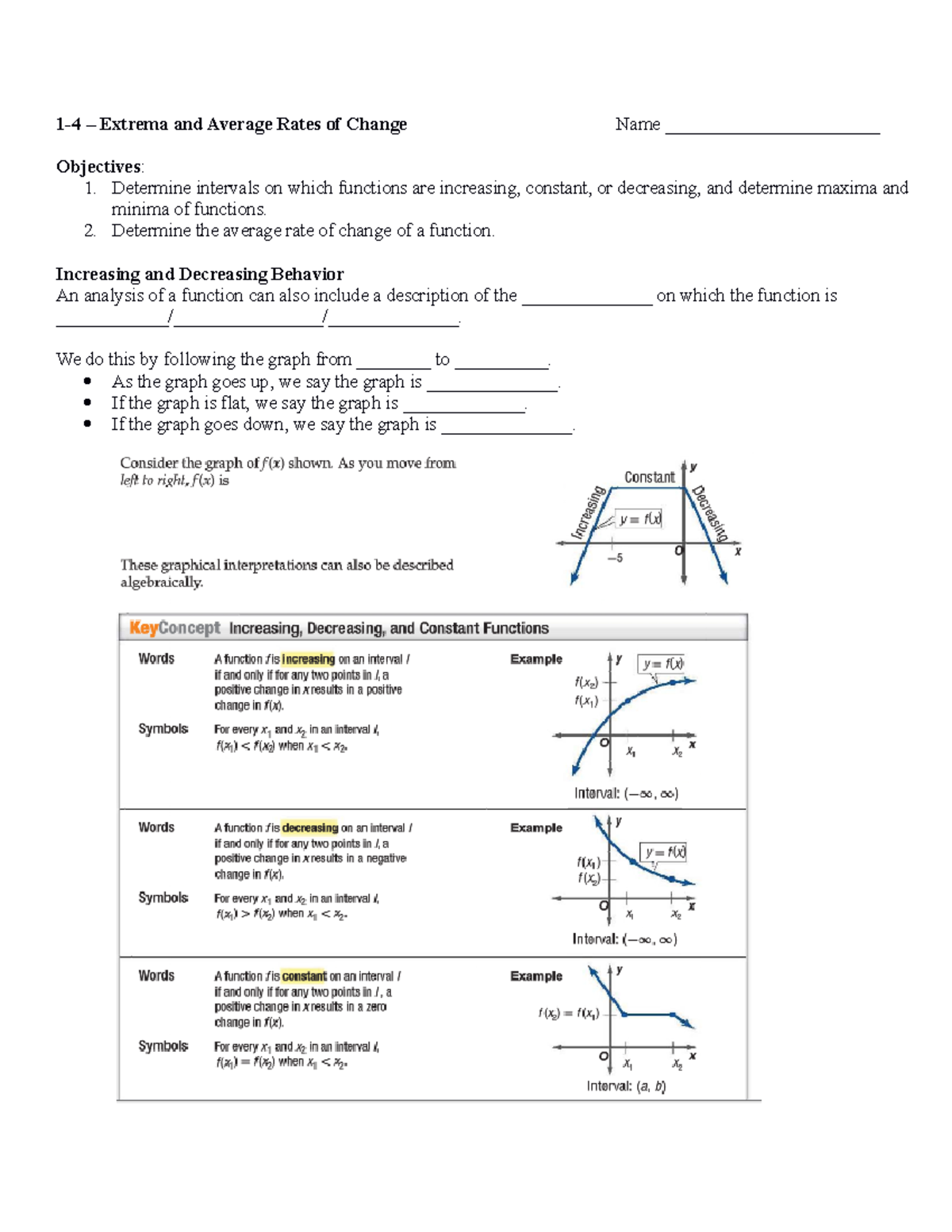 Notes-Extrema and Average Rates of Change Notes from Section 1-4 2012 ...