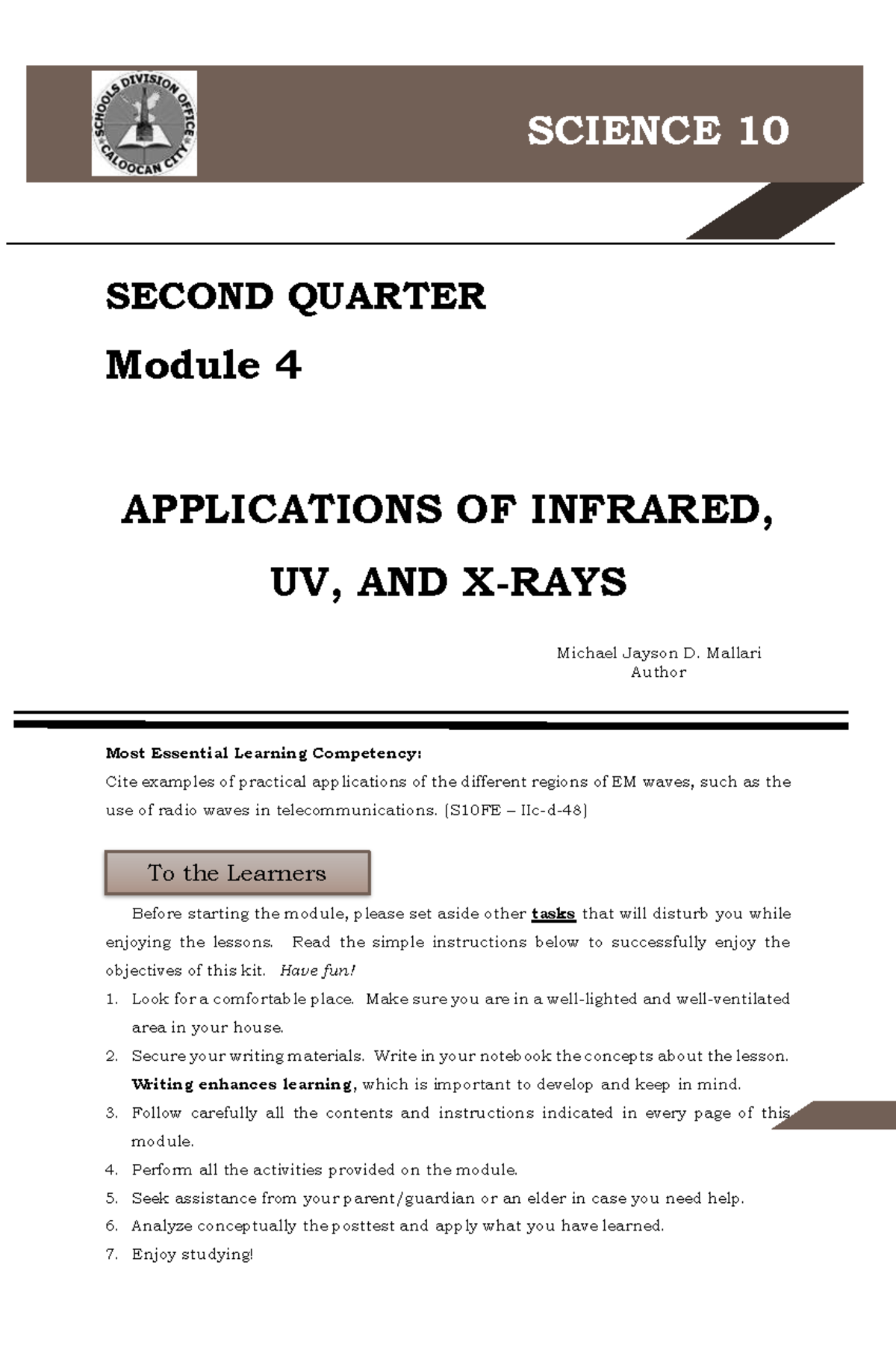 Science 10 Q2 Week and I have to go to Walmart and they are not going ...