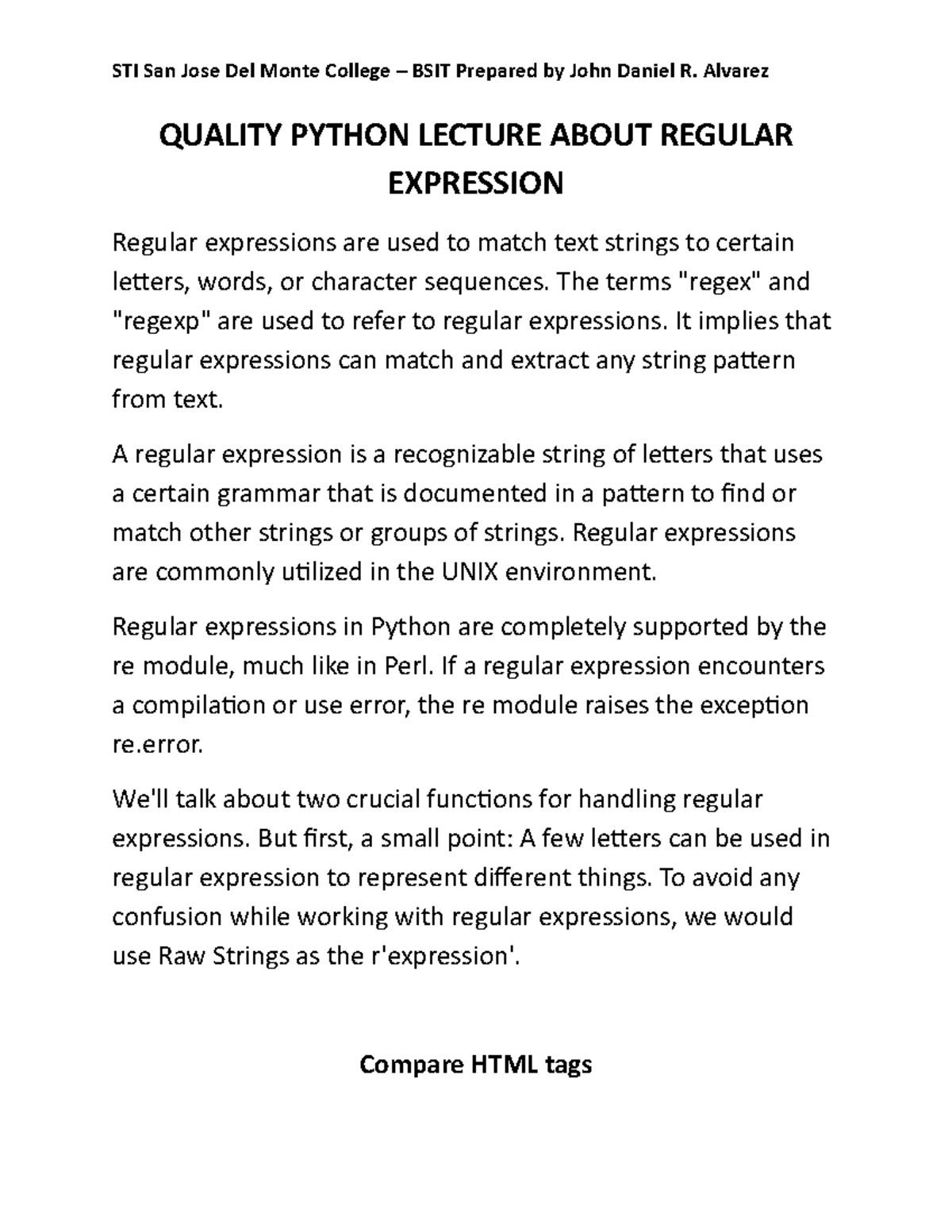 Quality Python Lecture about Regular Expression - QUALITY PYTHON ...