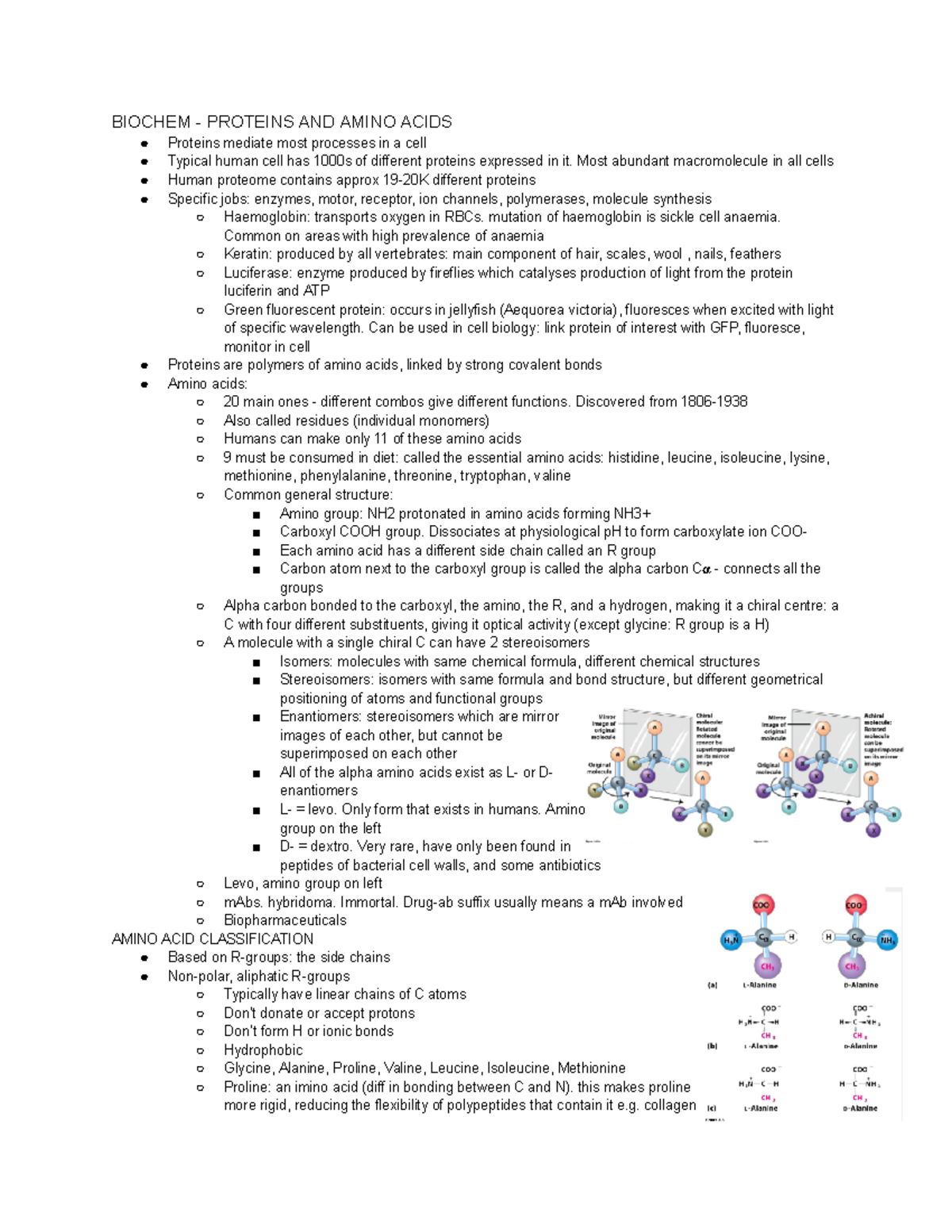 Biochem 8 - Proteins AND Amino Acids - BIOCHEM - PROTEINS AND AMINO ...