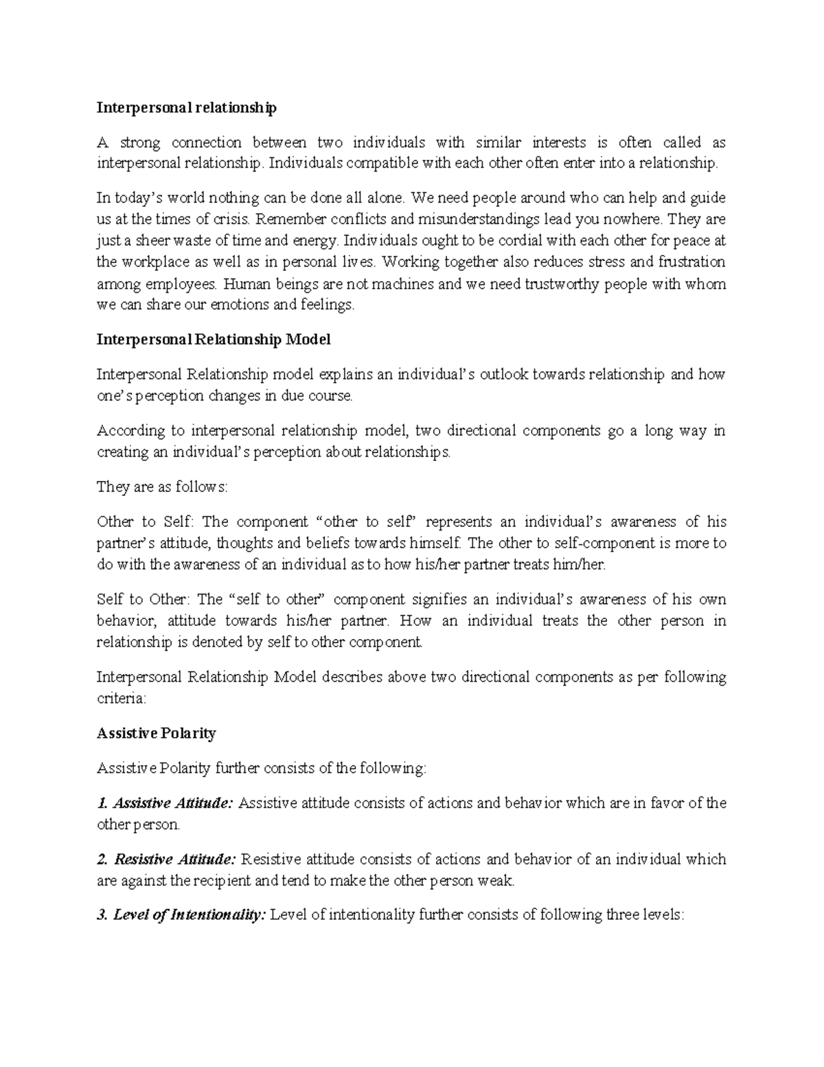 (3) Interpersonal relatioship model - Interpersonal relationship A ...
