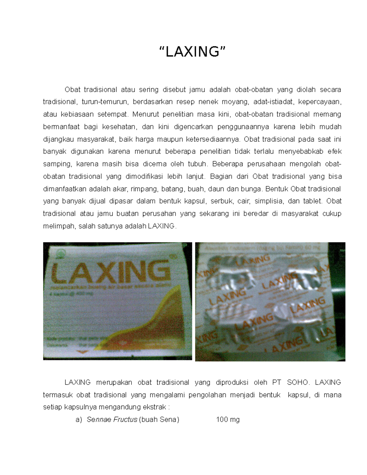 Laxing 1 - Phytochemical pharmacognosy course notes - “LAXING” Obat ...