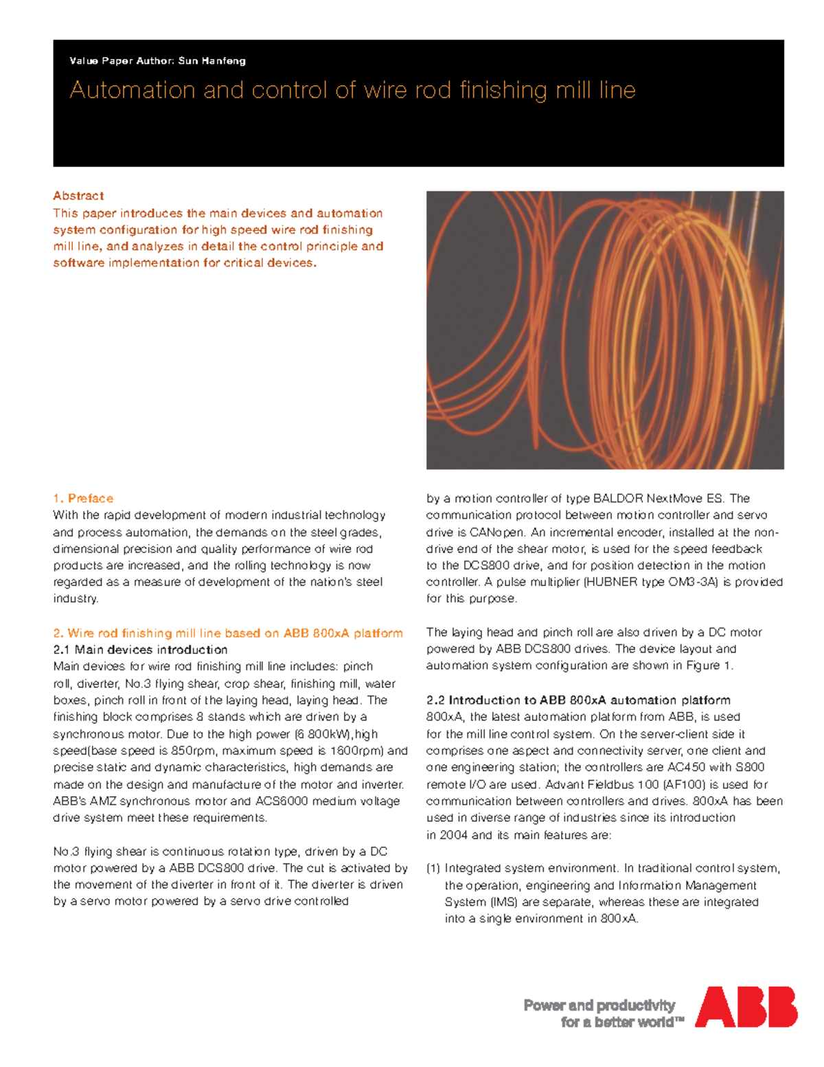 Abb Wire Rod L3 LT-1 - About wire bar rod mill L - Automation and ...