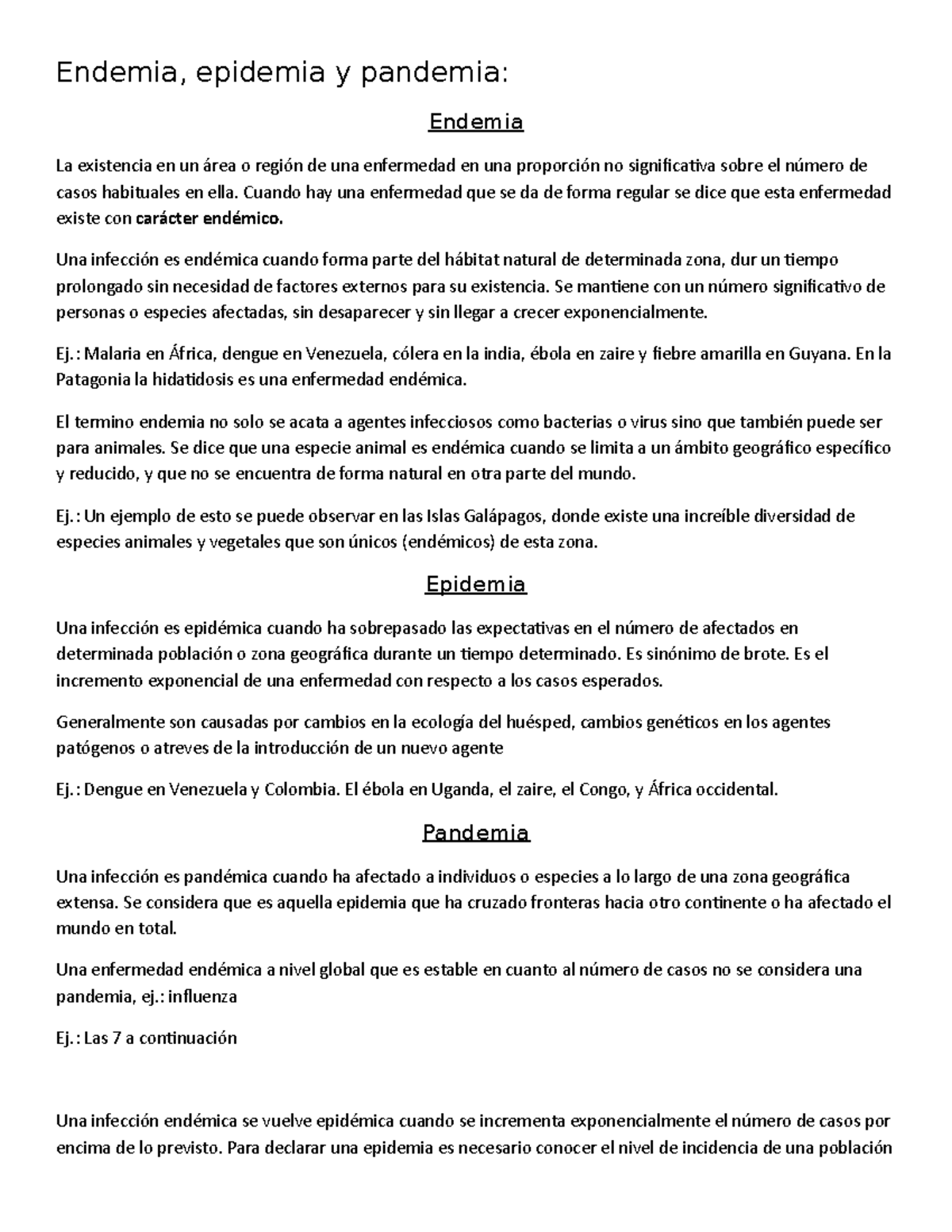 Endemia, epidemia y pandemia - Endemia, epidemia y pandemia: Endemia La ...