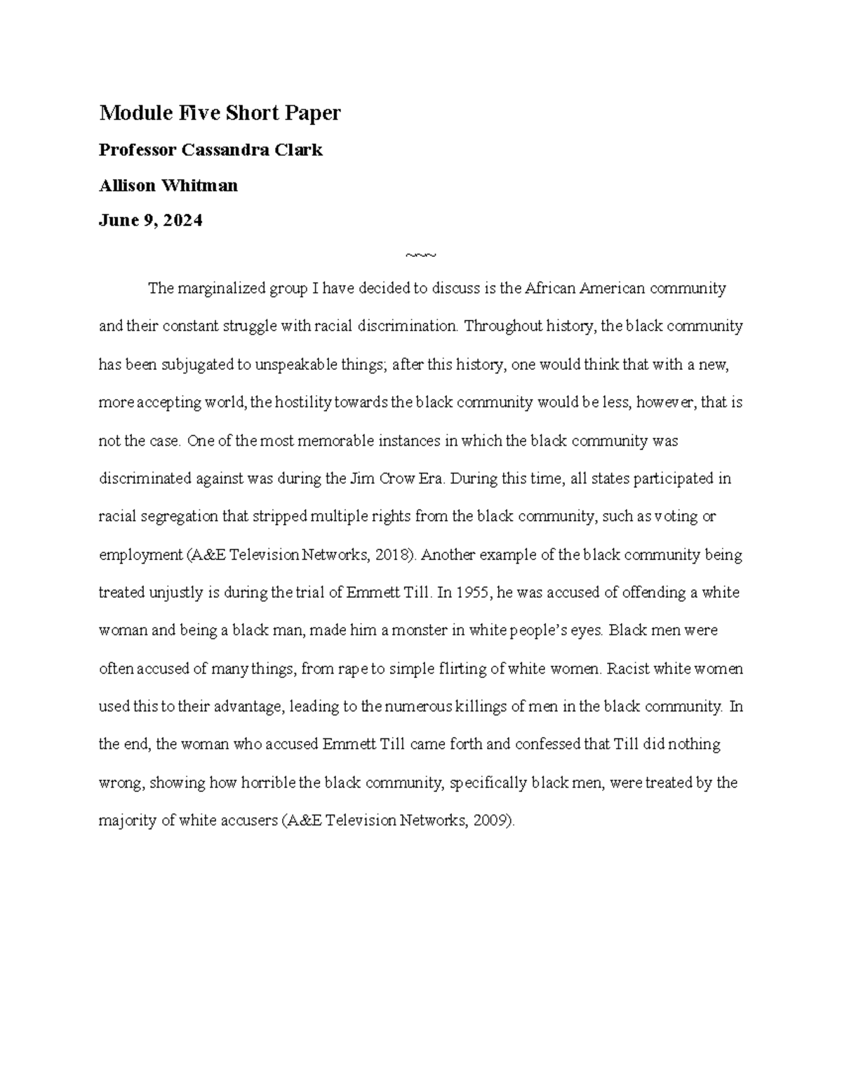 HIS 217 Module 5 Short Paper AW - Module Five Short Paper Professor ...
