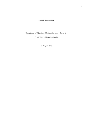 D188 Task 1 - Passed - Collaborating with Team Members to Improve ...