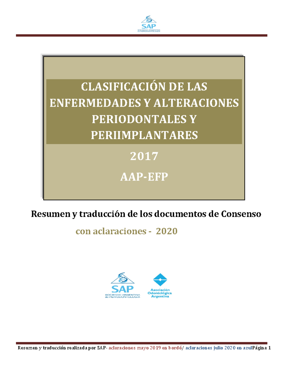 Clasificacion-AAP-EFP 2017 con-aclaraciones-2020 - Resumen y traducción ...