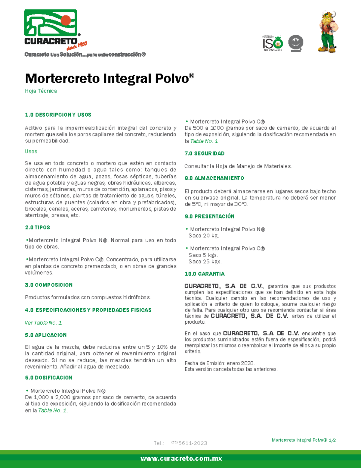 Mortercreto-integral-polvo - curacreto.com Mortercreto Integral Polvo ® Hoja Técnica 1 ...