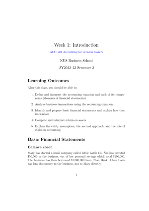 Week2 handout Worked - lecture notes - Week 2: Debits and Credits ...