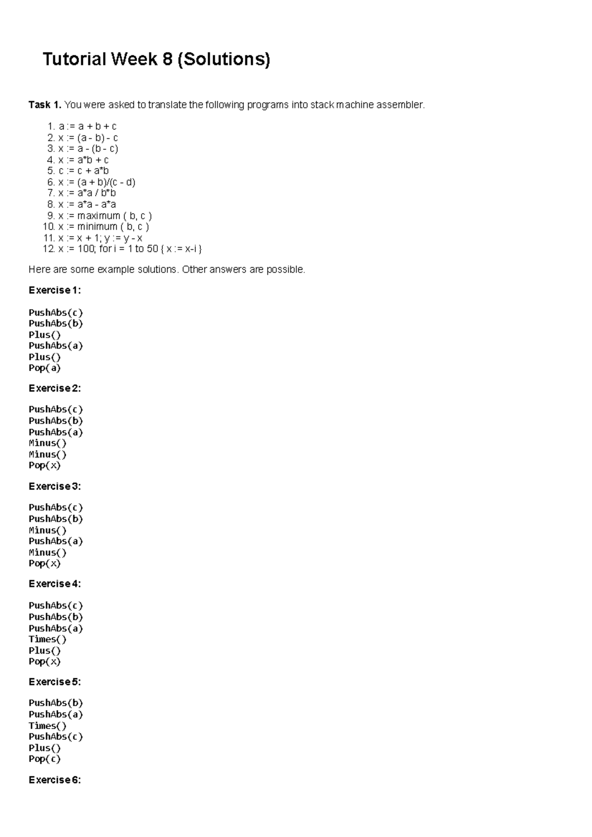 Tutorial Week 8 (Solutions) - Tutorial Week 8 (Solutions) Task 1. You ...