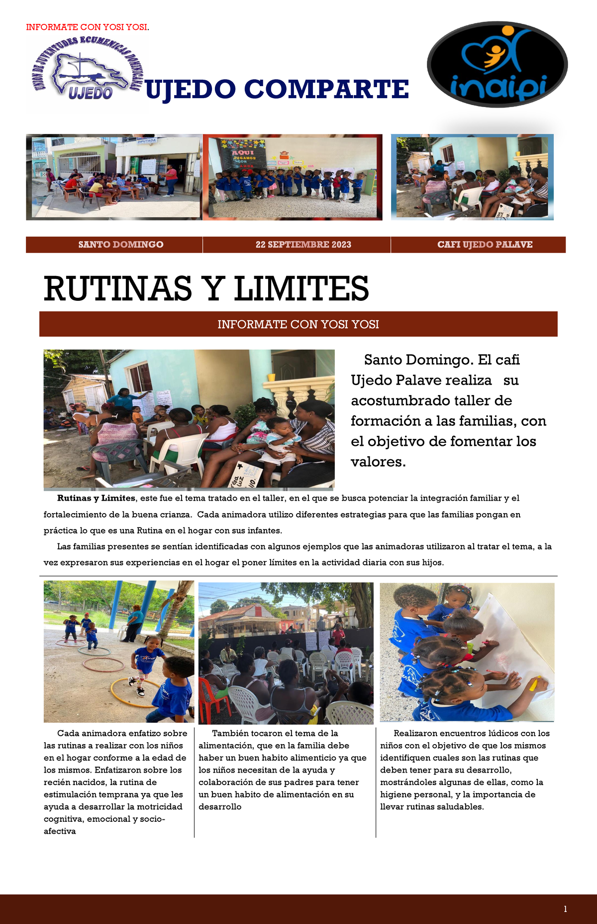 Ujedo comparte - 1 INFORMATE CON YOSI YOSI. UJEDO COMPARTE RUTINAS Y ...