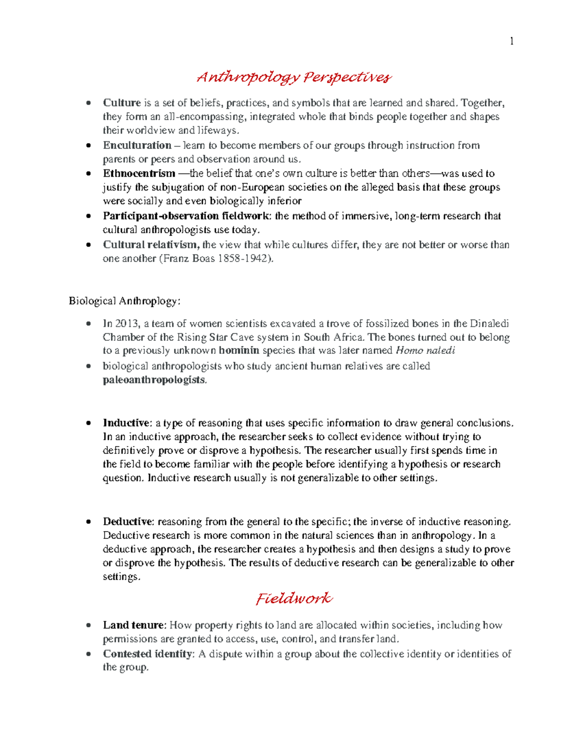 Anthropology Perspectives - Anthropology Perspectives Culture is a set ...