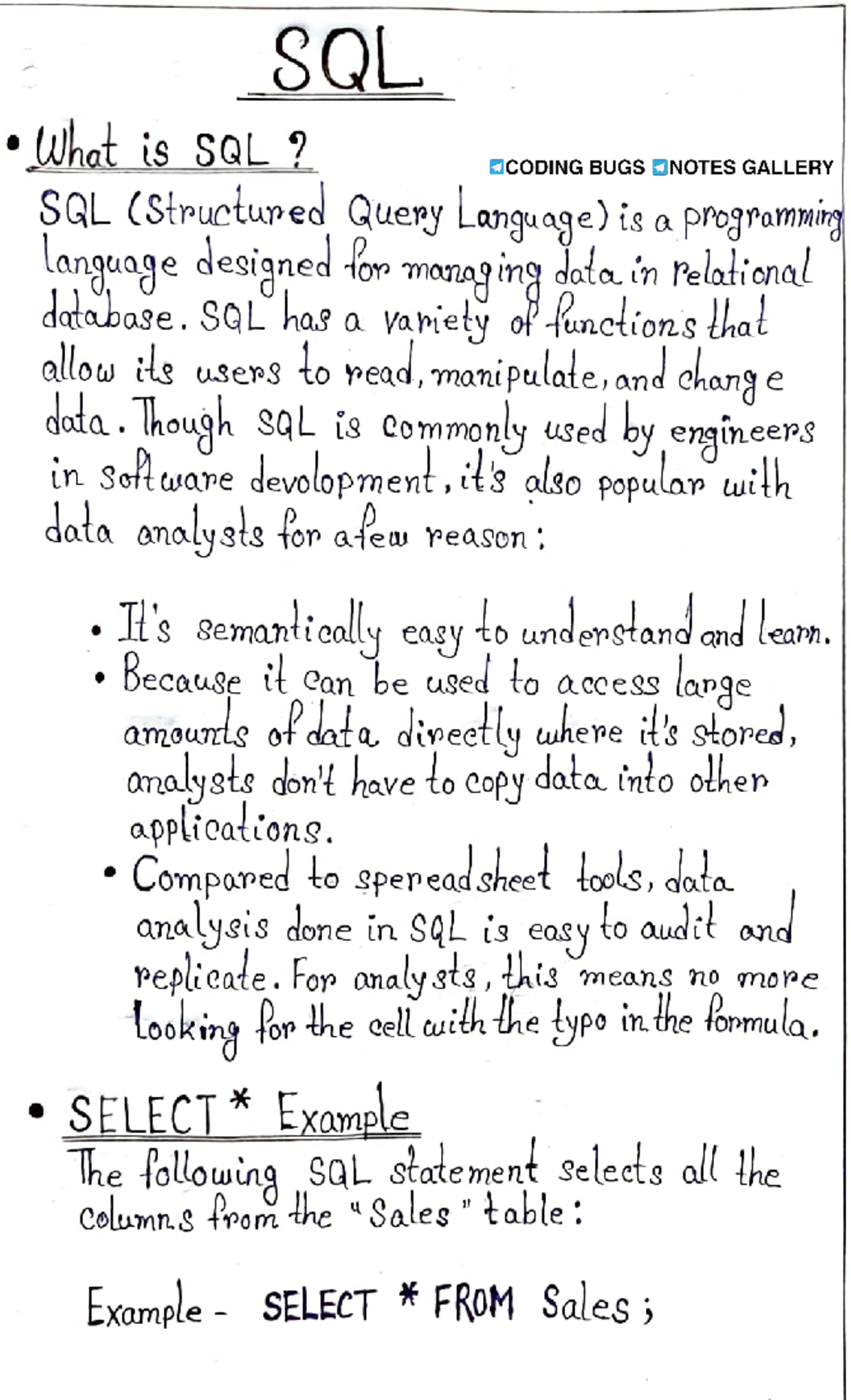 SQL Handwritten Notes -1-Copy - SQL " whot is sQL 2 SQL (Structured ...