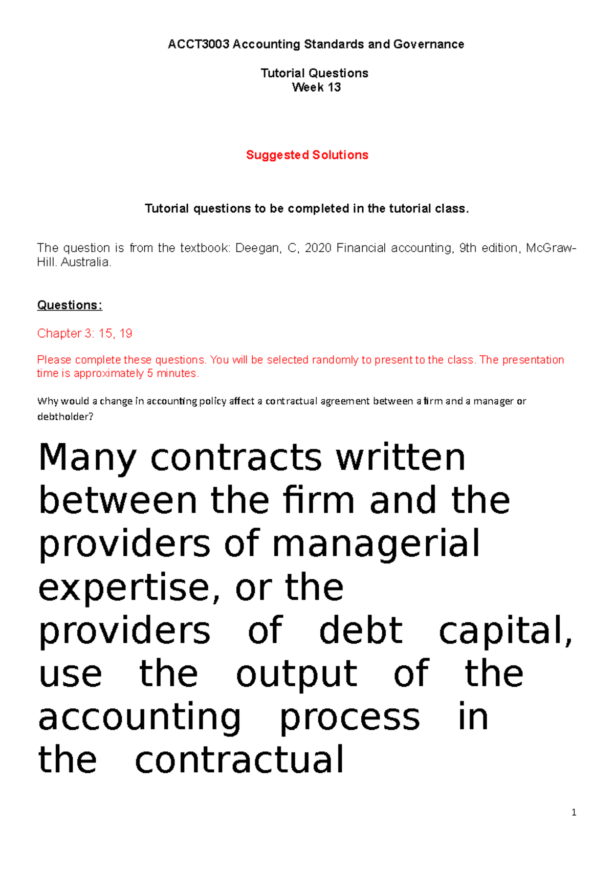 Q6 Week 13 Tutorial questions Solutions Students - ACCT3003 Accounting ...