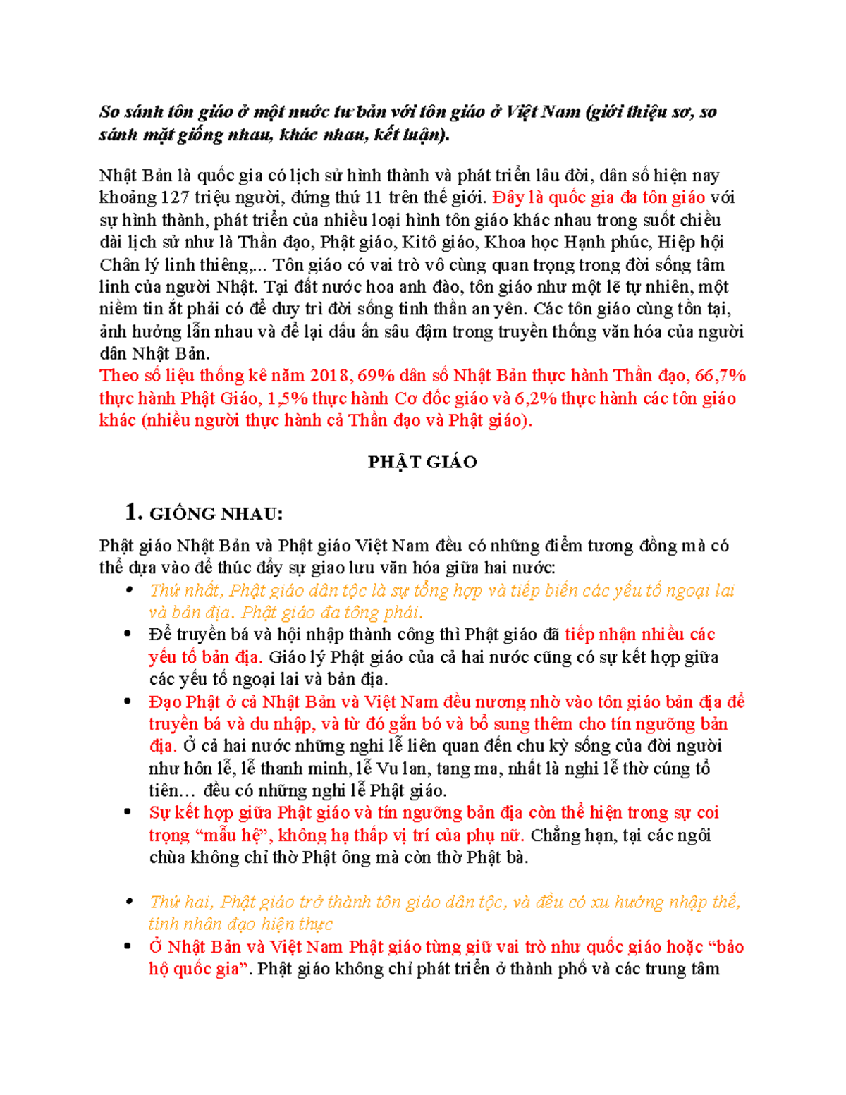 So sánh tôn giáo ở một nước tư bản với tôn giáo ở Việt Nam - So sánh ...