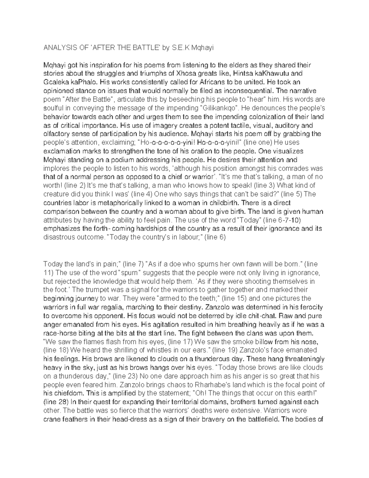 ENG2603 Analysis of After the Battle - ANALYSIS OF ‘AFTER THE BATTLE ...