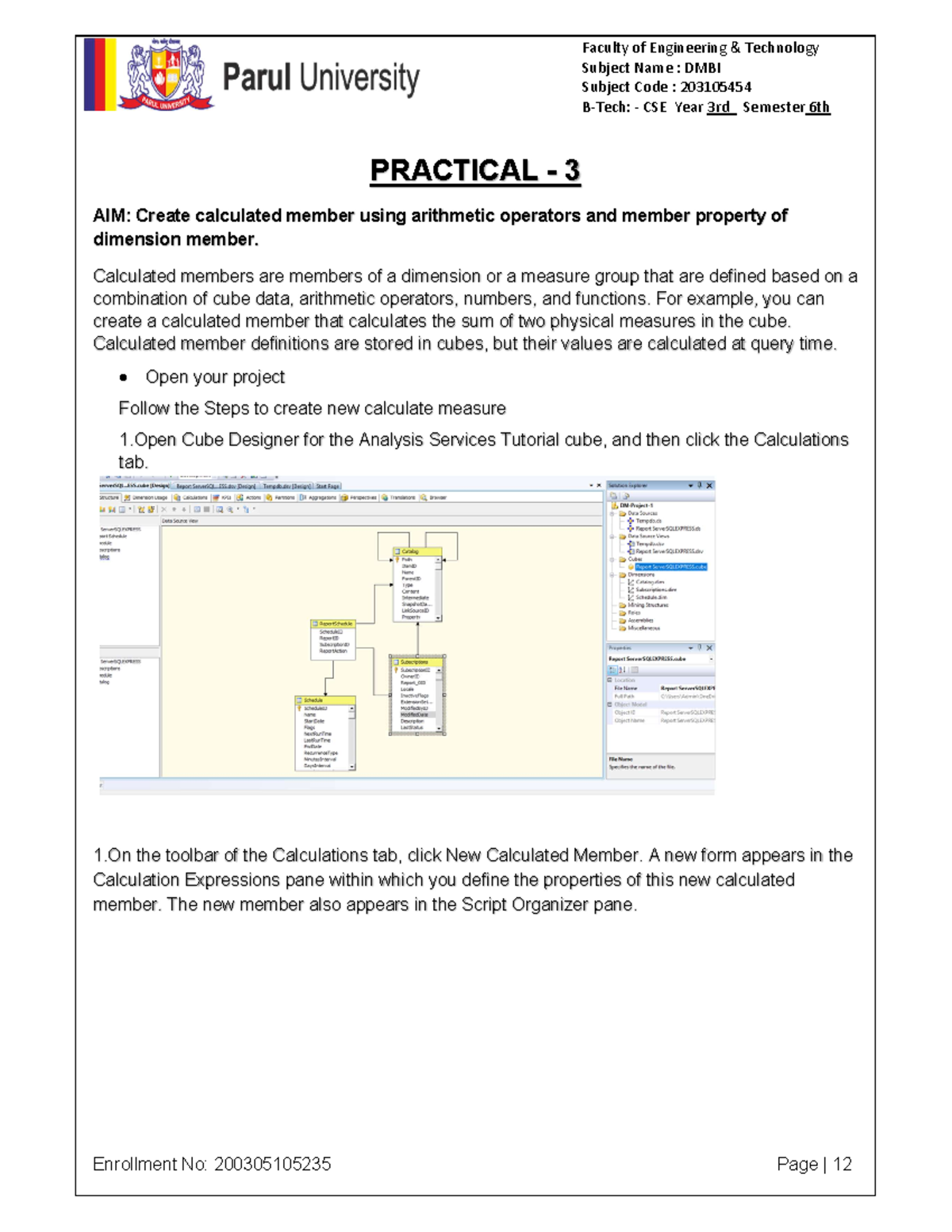Ram1 - Subject Name : DMBI Subject Code : 203105454 B-Tech: - CSE Year 3rd Semester 6th ...