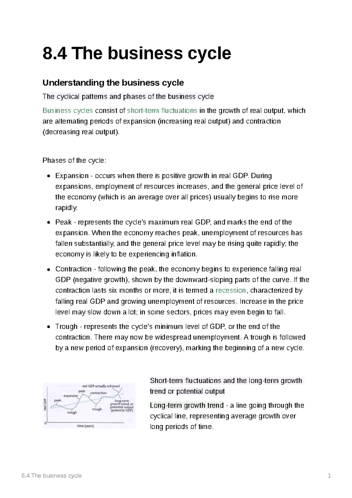 8 - Phases and cyclical patterns of the business cycle - 8 The business ...