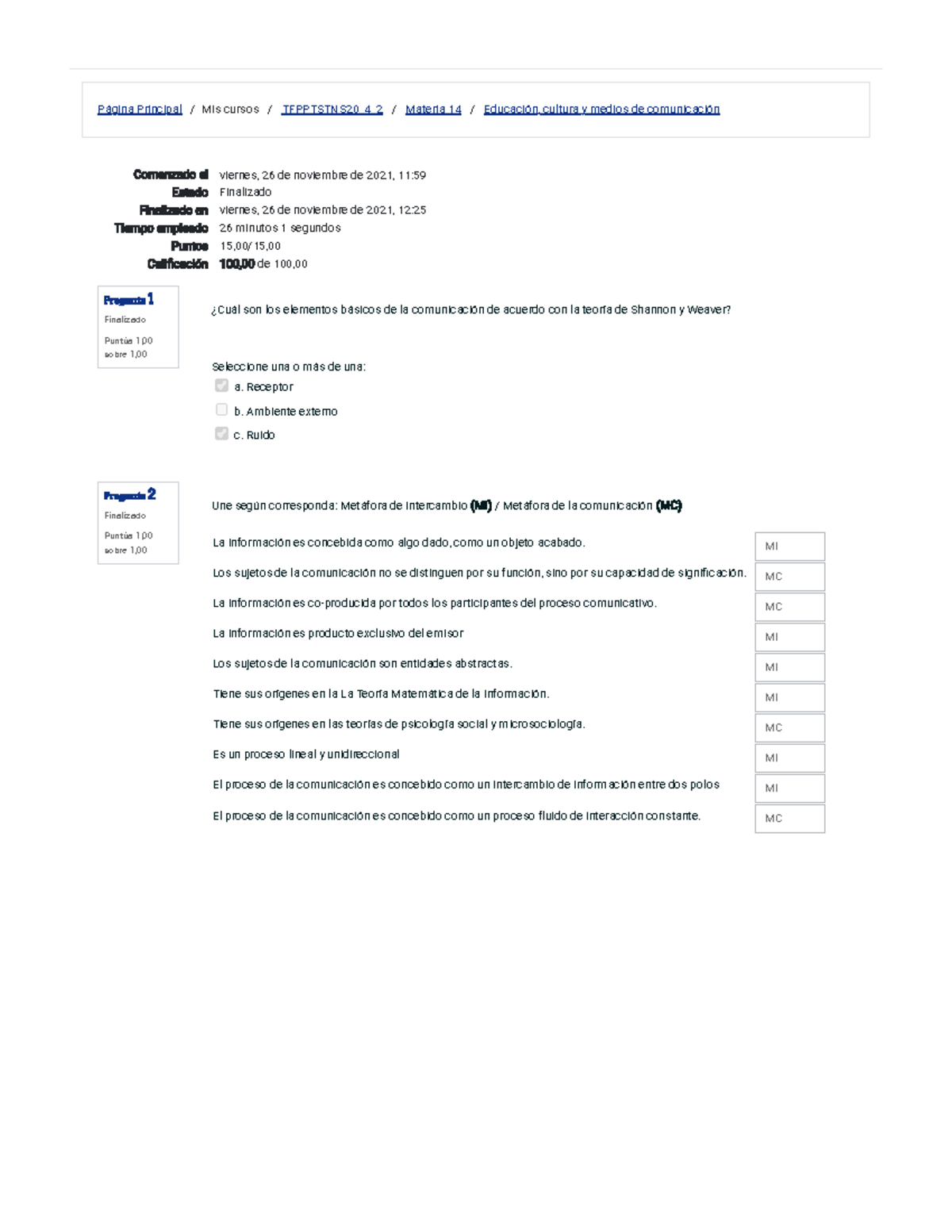 Educación, cultura y medios de comunicación Revisión del intento ...