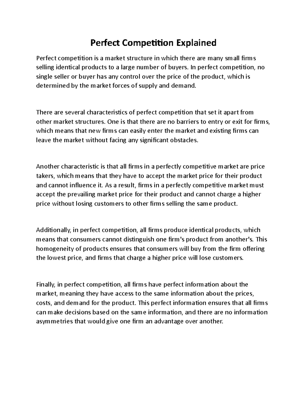 Perfect Competition Explained - Perfect Competition Explained Perfect ...