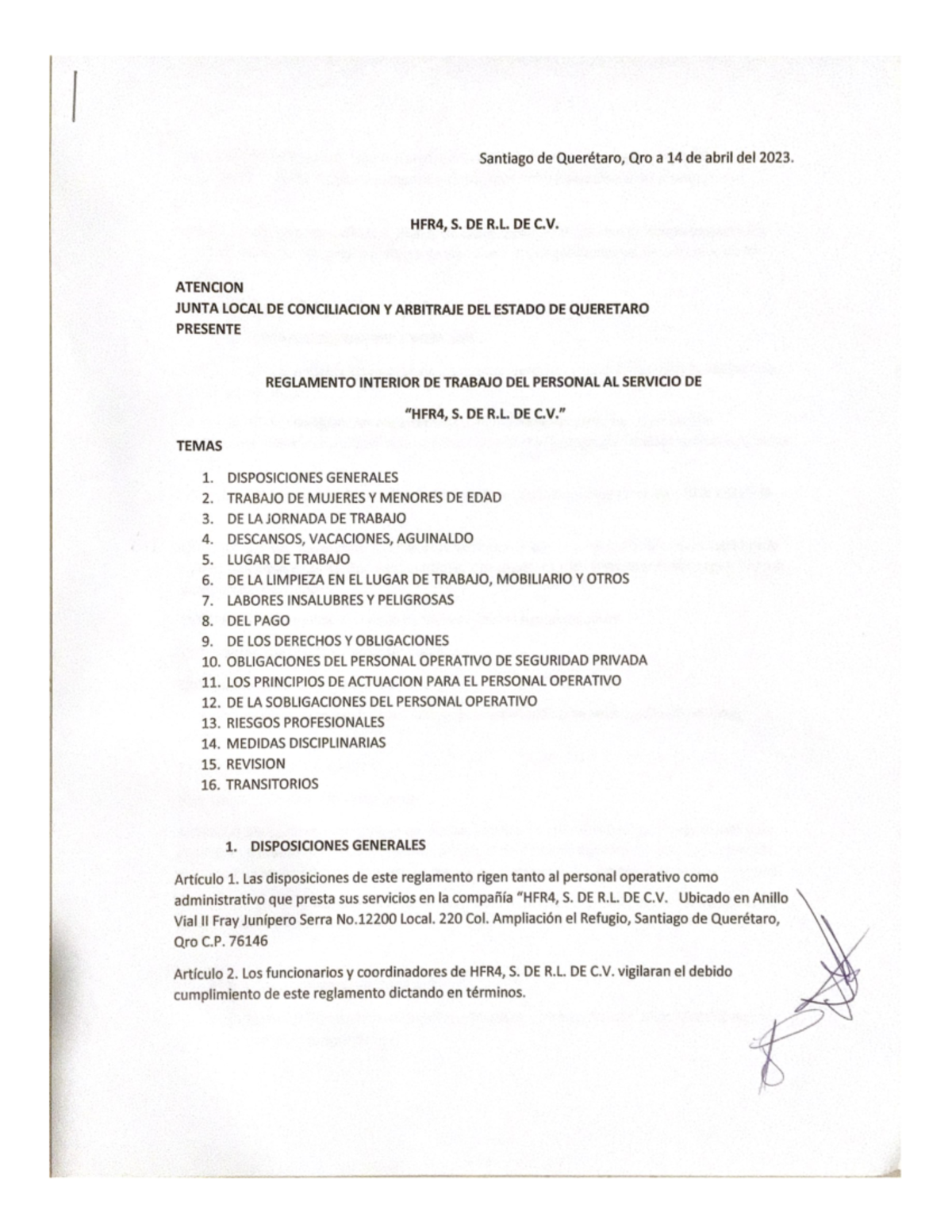 RIT HFR4 2023 - REGLAMENTO LABORAL - Derecho Laboral - Studocu