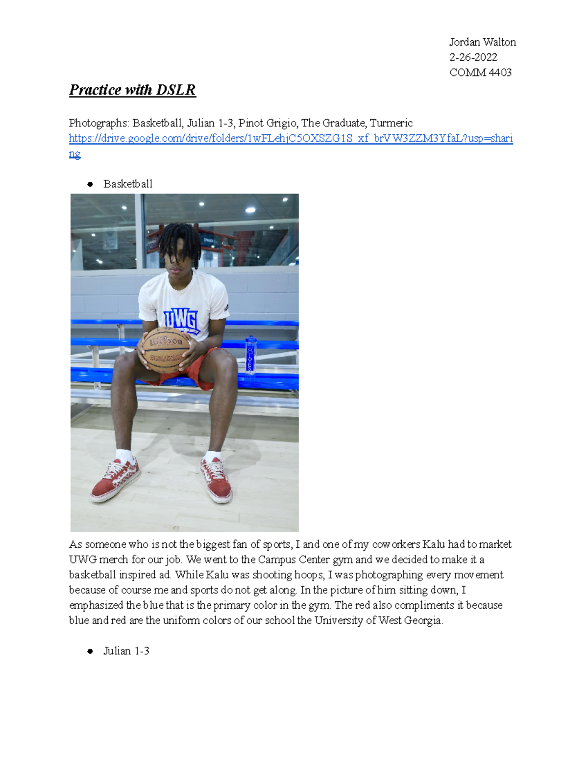 Practice with DSLR - work - 2-26- COMM 4403 Practice with DSLR Photographs: Basketball, Julian 1 ...