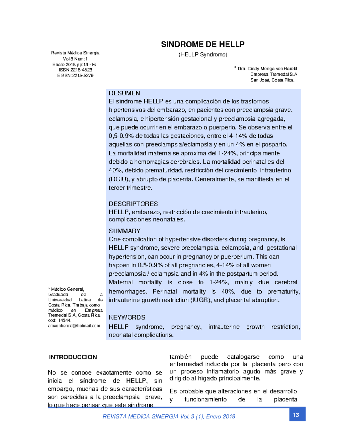 Síndrome de hellp - SINDROME DE HELLP Revista Médica Sinergia (HELLP ...