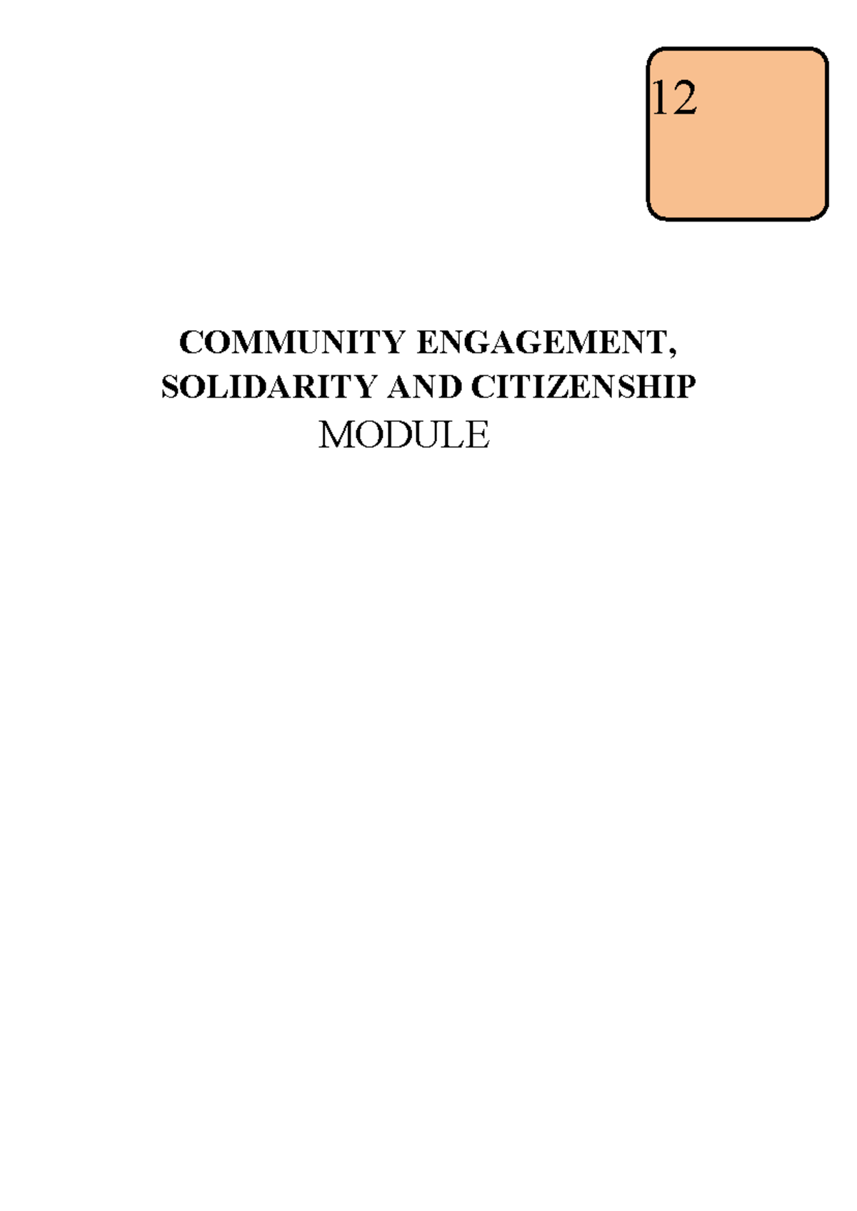 Community engagement solidarity and citizenship module quarter 1 ...