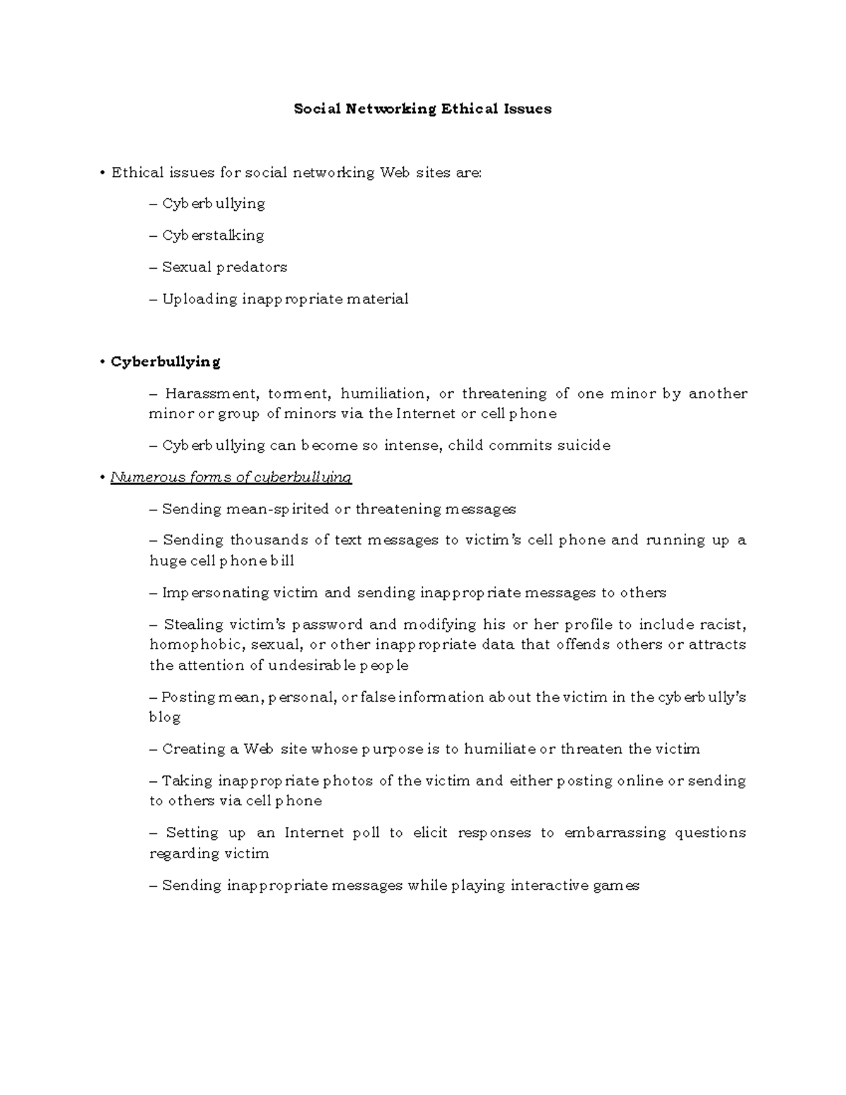 Social Networking Ethical Issues - Social Networking Ethical Issues ...