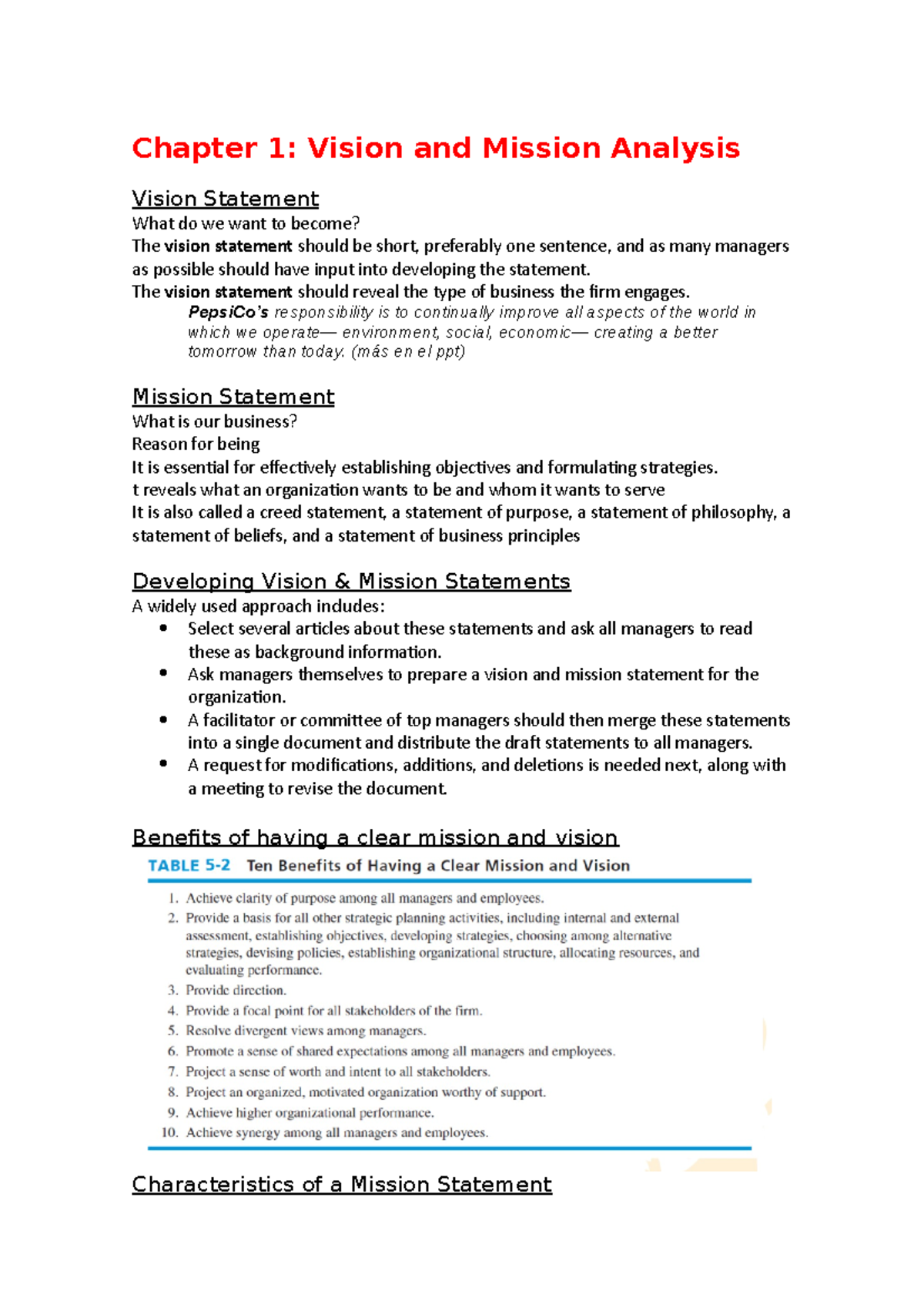 Chapter 1- Vision and mission statement - Chapter 1: Vision and Mission ...
