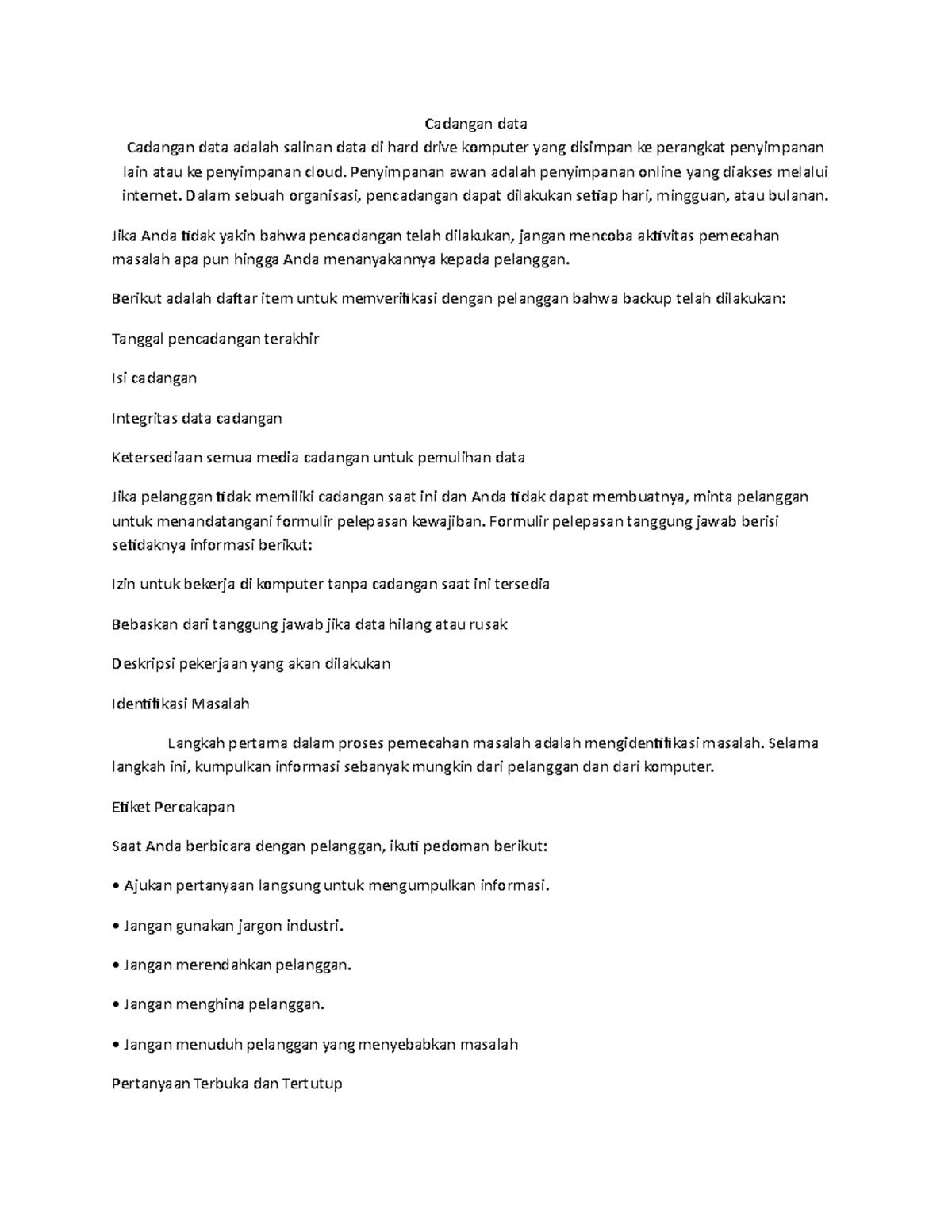 Cadangan data perangkat lunak - Cadangan data Cadangan data adalah ...