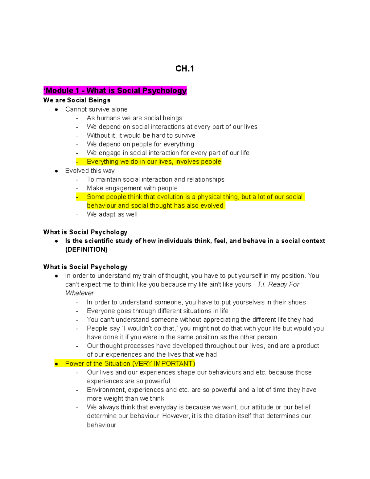 Ch1- What is Social Psychology - CH. ‘Module 1 - What is Social ...