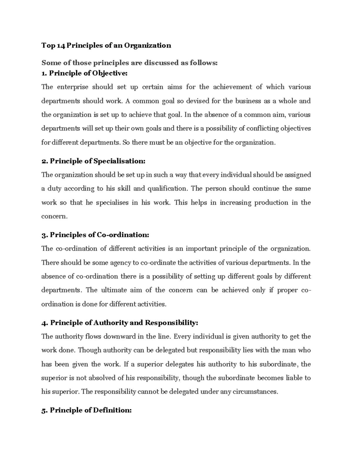 Principles of an Organization 4 - Top 14 Principles of an Organization ...