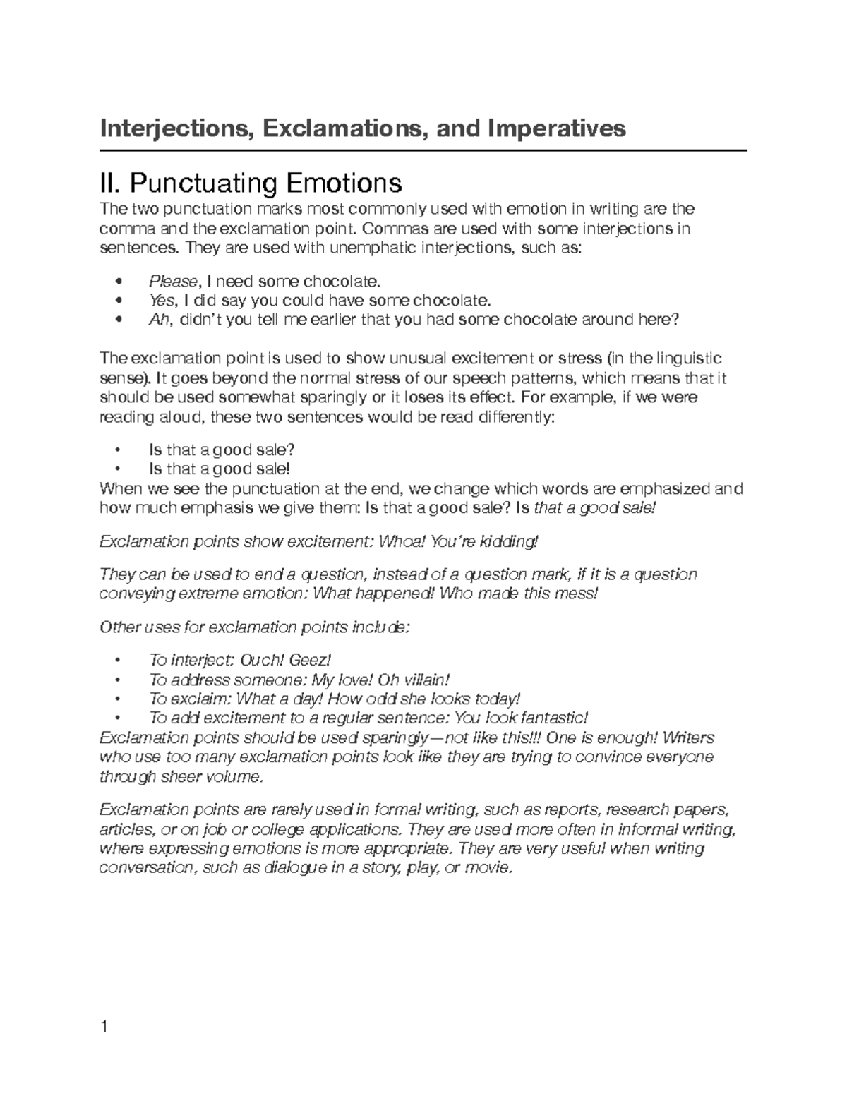Lesson 7 - Section 2 Interjections, Exclamations, and Imperatives ...