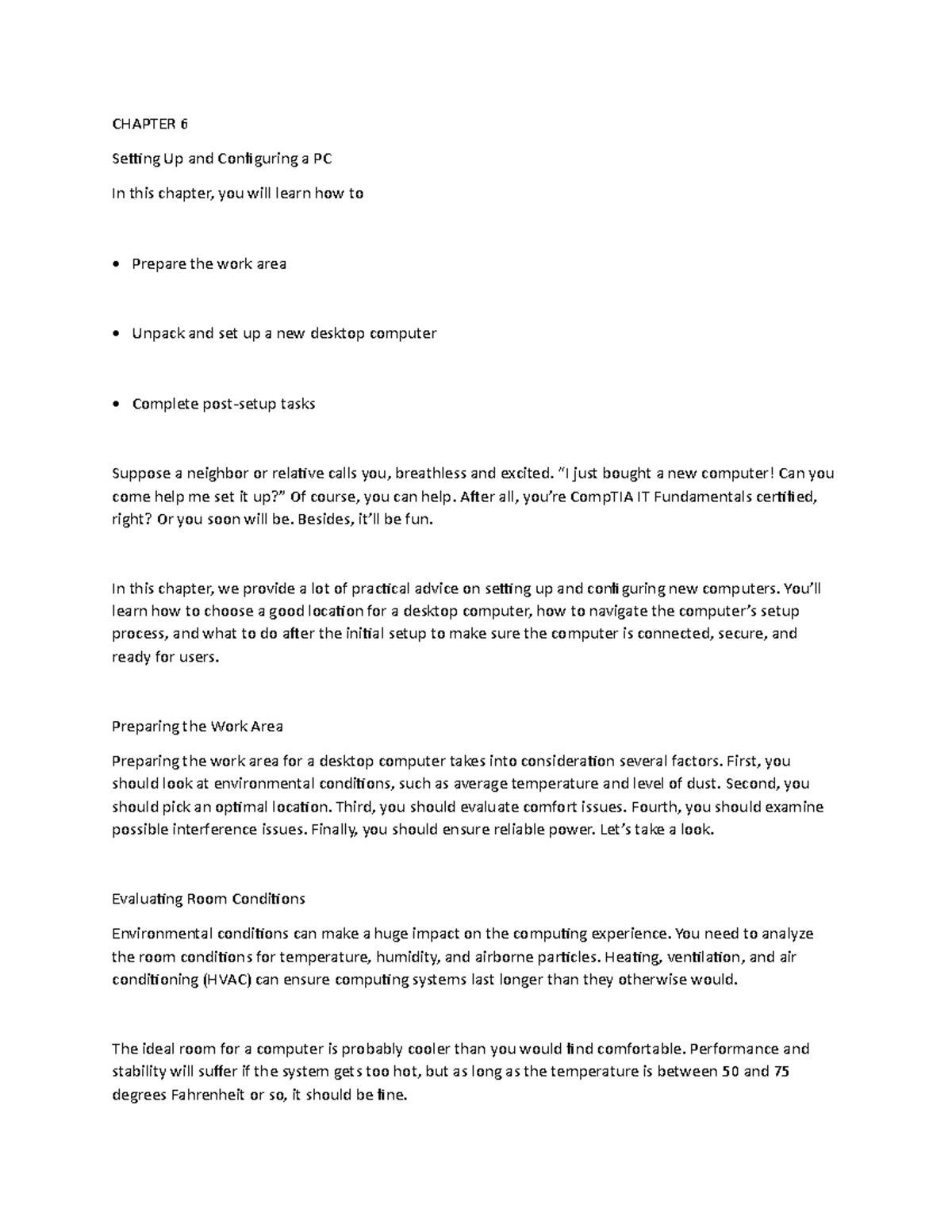 Chapter 6 setting up and configuring a pc - CHAPTER 6 Setting Up and ...