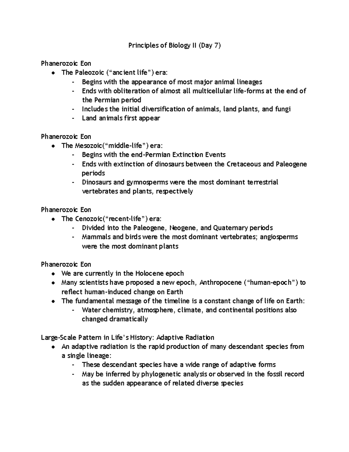 Principles of Biology II (Day 7) - Studocu