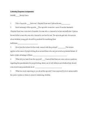 Sharon Wiggins Assignment - Listening Response Assignment: NAME ...