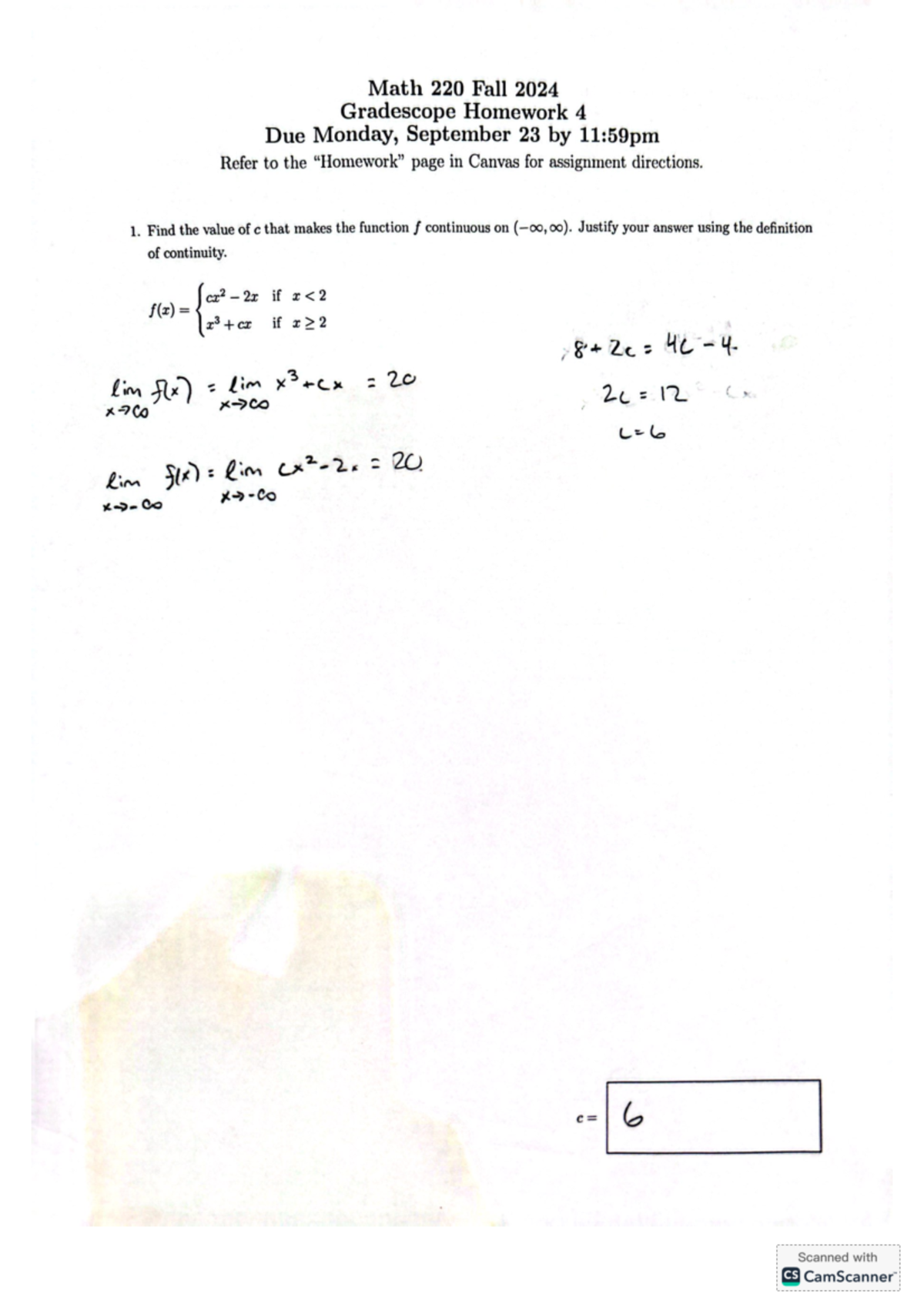 GSHW4 - Concepts applying to limits and derivatives - Math 220 Fall ...