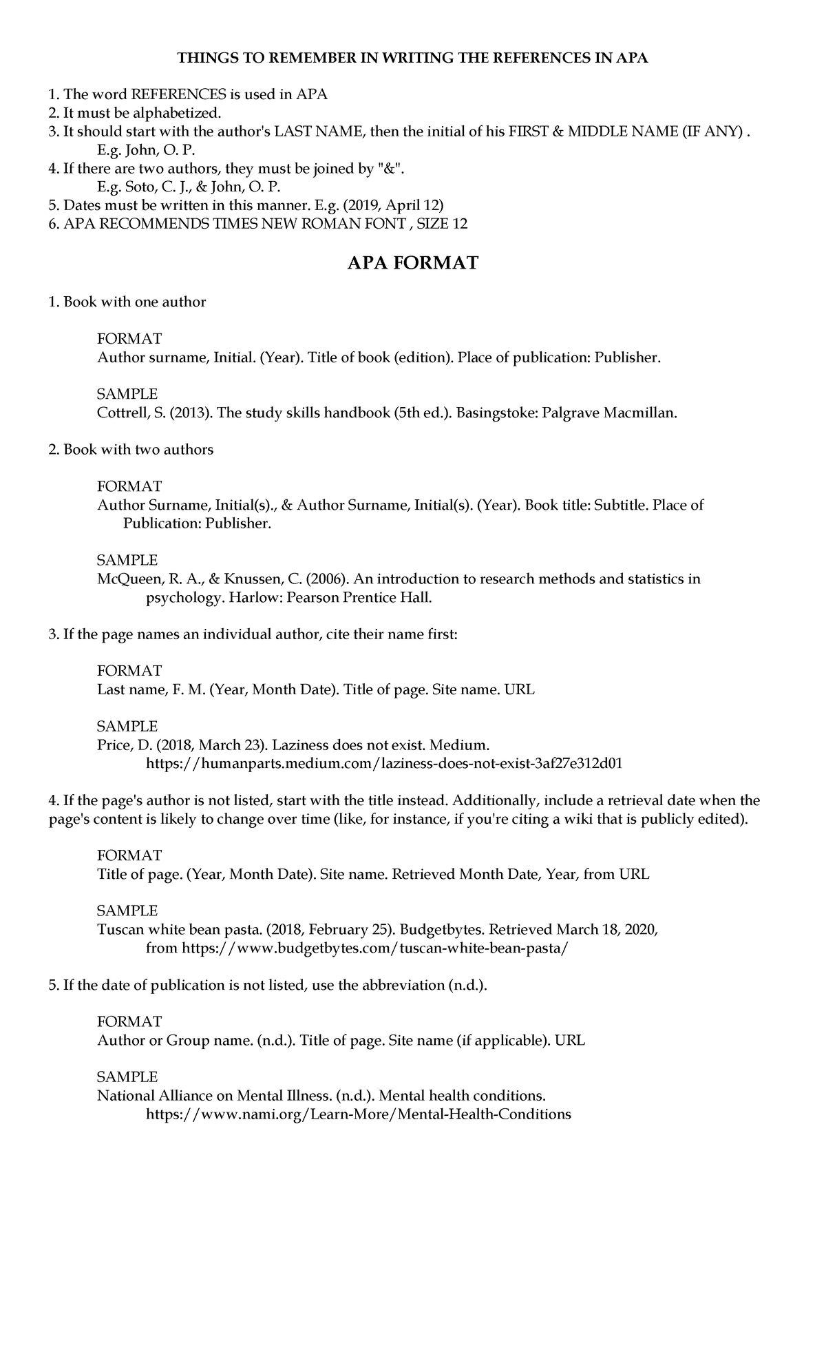 APA- Format - it is a reviewer for u - THINGS TO REMEMBER IN WRITING THE REFERENCES IN APA The ...