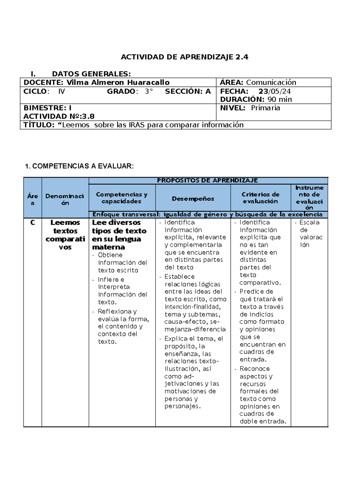 S-c-leemos sobre las iras para comparar informacion-23-05-24 - ACTIVIDAD DE APRENDIZAJE 2. I ...