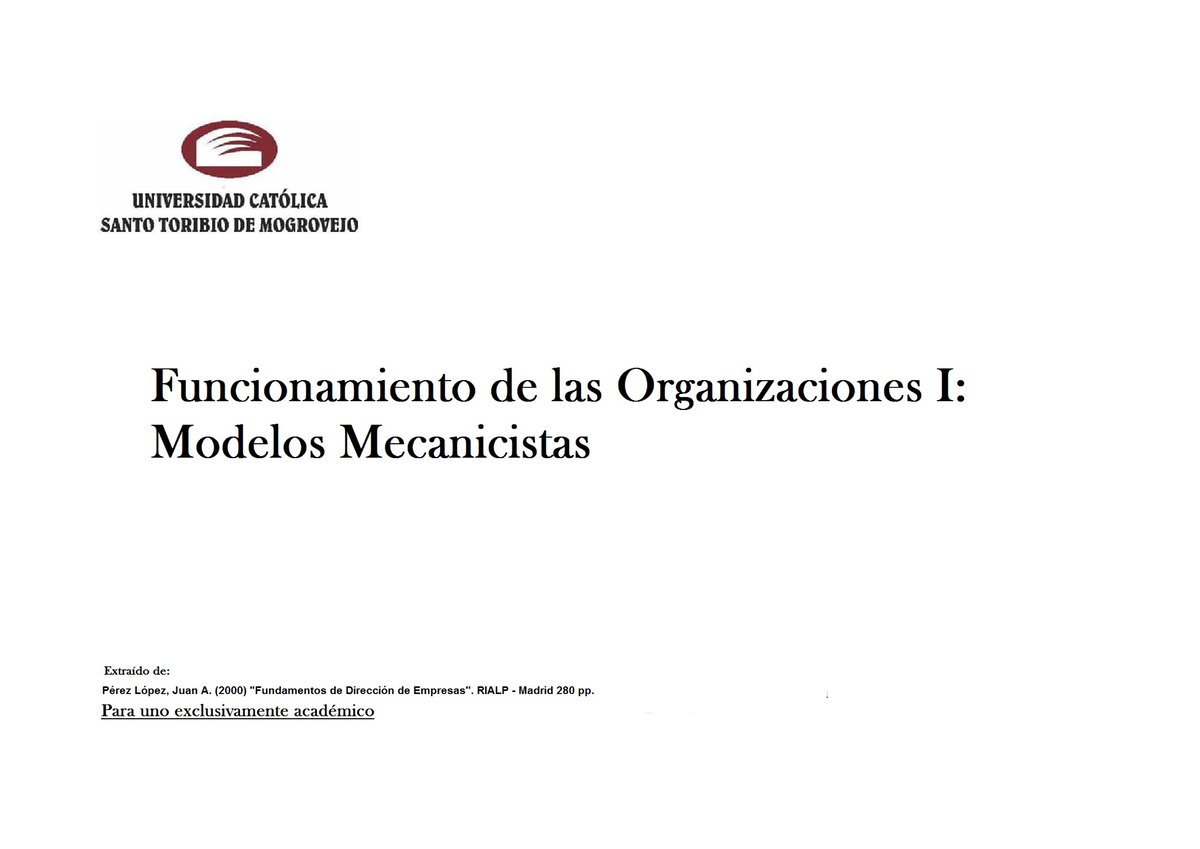 Modelo Mecanicista - Comprensión y redacción de textos académicos - Studocu