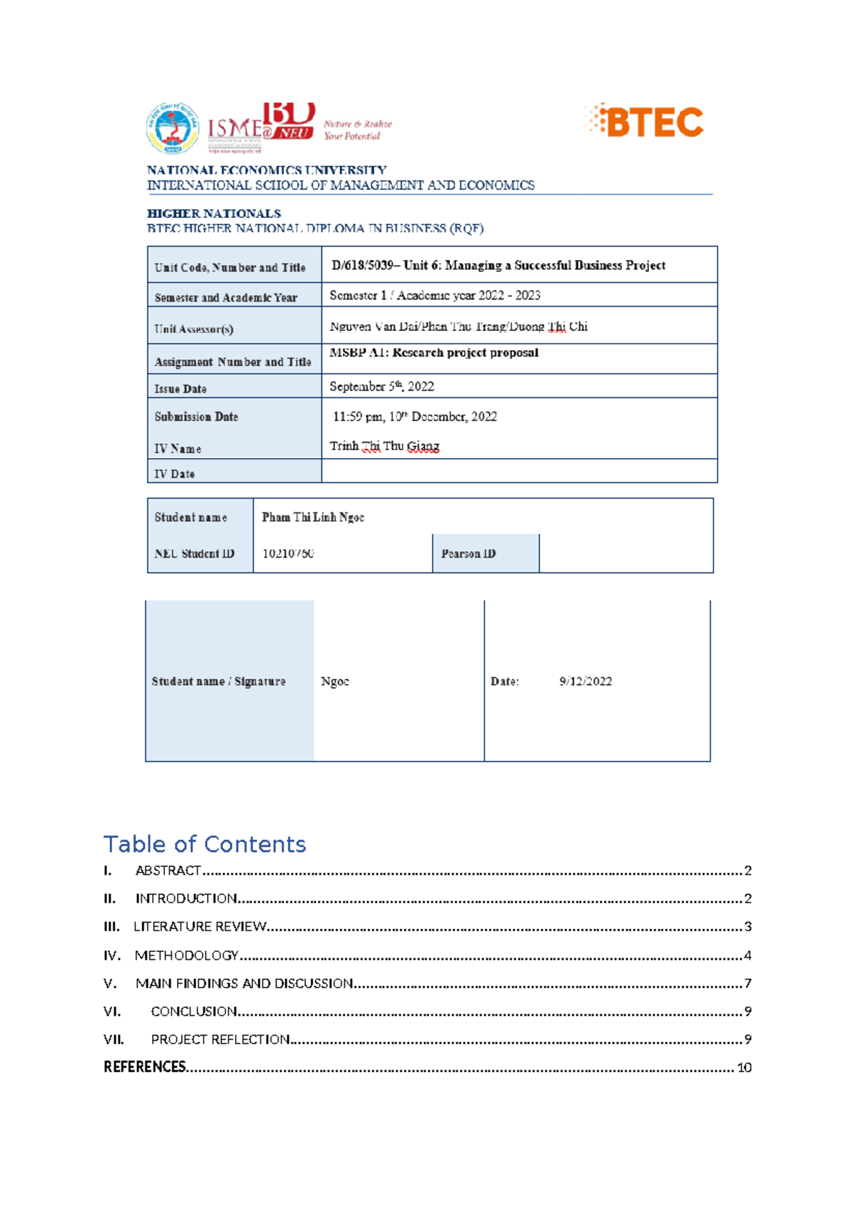 MIA Assignments - Table of Contents I. - Studocu